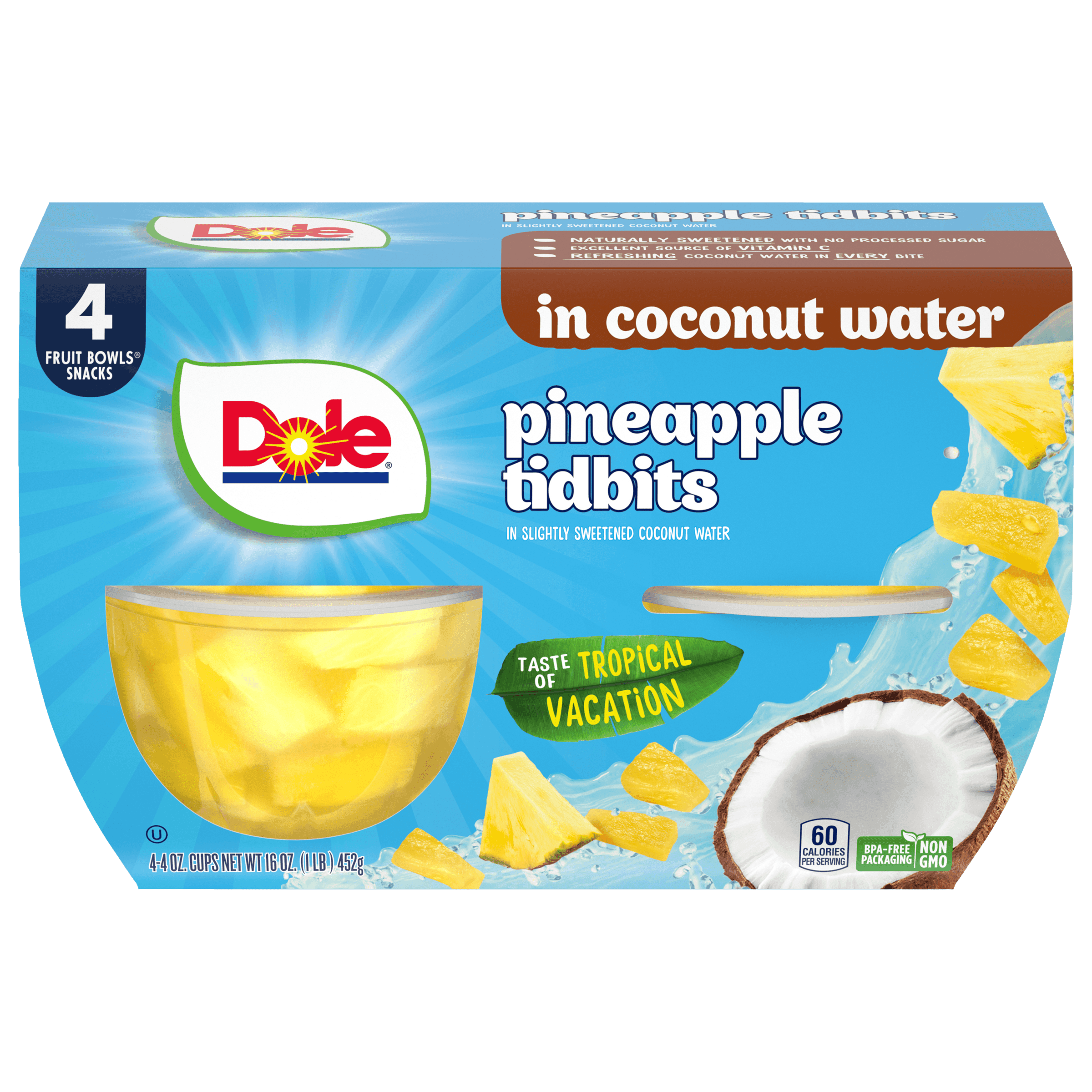 Pineapple Tidbits in Coconut Water - Dole® Sunshine