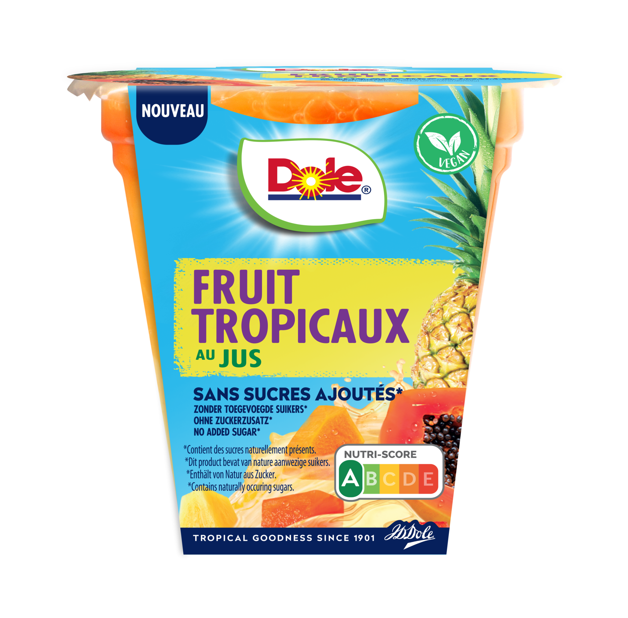 DOLE® FRUIT EN COUPELLES FRUITS TROPICAUX AU JUS - 198g - Dole Sunshine ...
